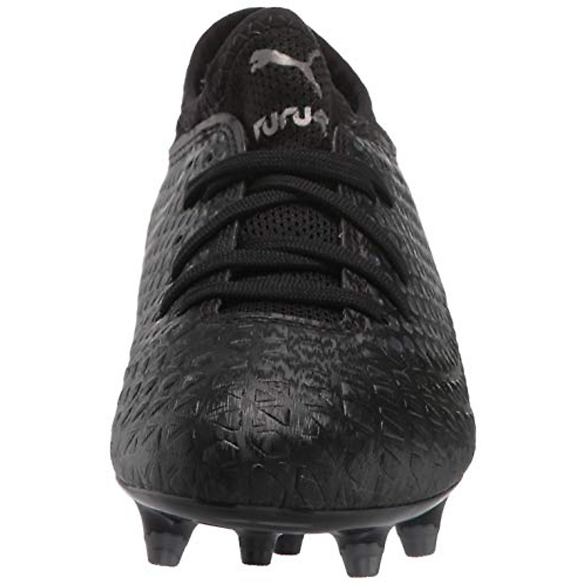 PUMA Unisex-Child Future 4.4 Firm/Artificial Ground Soccer Shoe, Black Black Aged Silver, 3 M US Little Kid