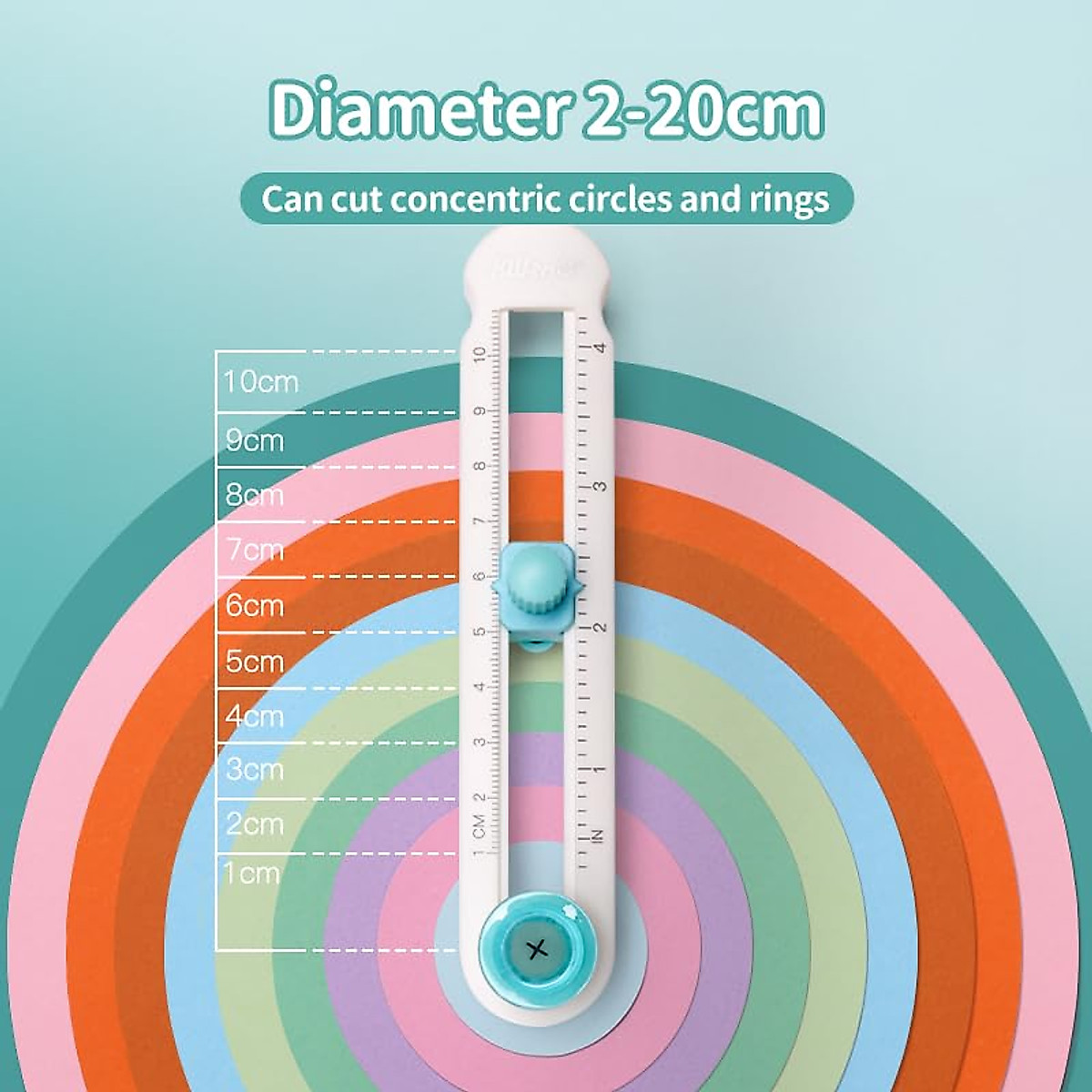 Circle Cutter, Kaluofan Mini Circle Cutters for Crafts, Adjustable Any Size 2-20CM DIY Circular Paper Cutter Multi-Purpose, Circle Cutter Paper with Bottom Blade Guard, Easy Operation, Smooth Cutting