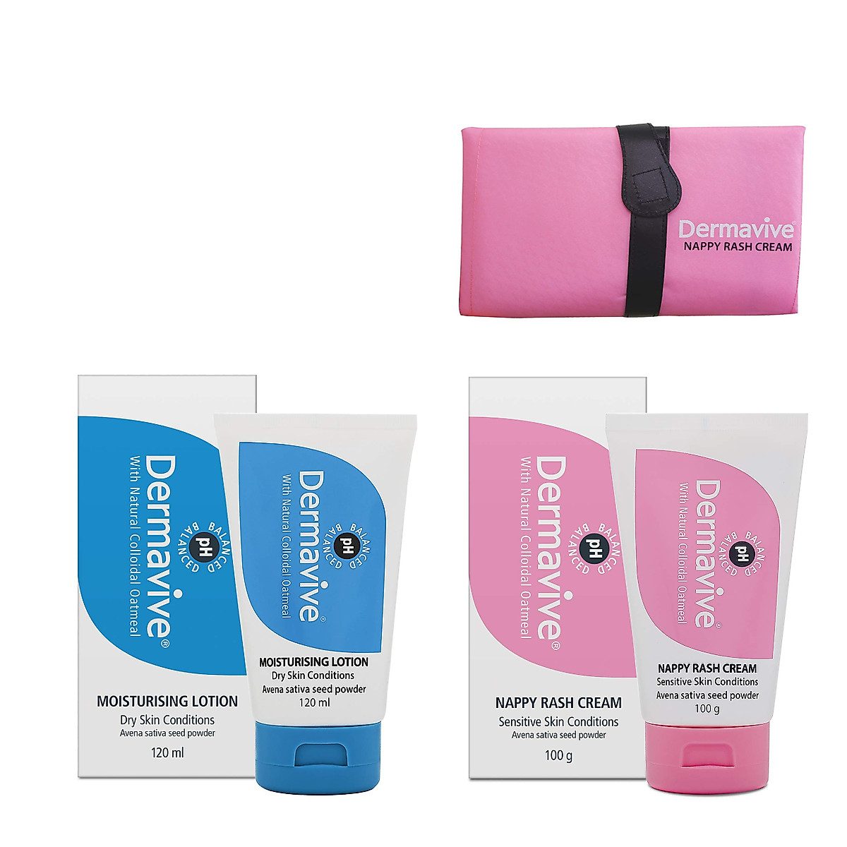 Dermavive Baby Kit Bundle, Moisturising Lotion Nappy Rash Cream (Diaper Rash Cream) + Nappy Changing Mat, Hydrating Body Lotion, Nourishing Moisturizer, 120ml (4.05 fl oz) + 100g