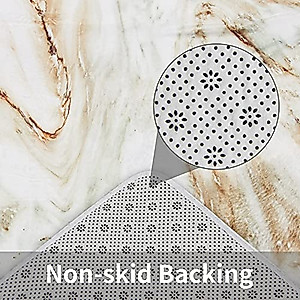 MitoVilla 4 Pcs Brown Marble Shower Curtain Sets with Rugs, Tan Bathroom Decor Sets with Shower Curtain and Rugs and Accessories, Modern Bathroom Curtain Sets with Mats