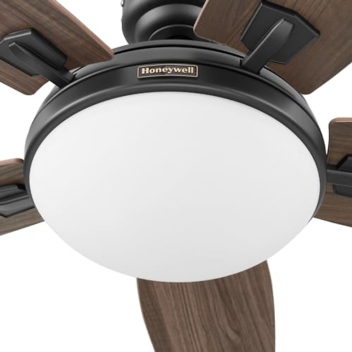 Honeywell Ceiling Fans Carmel, 48 Inch Contemporary Indoor LED Ceiling Fan with Light, Remote Control, Dual Mounting Options, Dual Finish Blades, Reversible Motor - 50197-01 (Bronze)