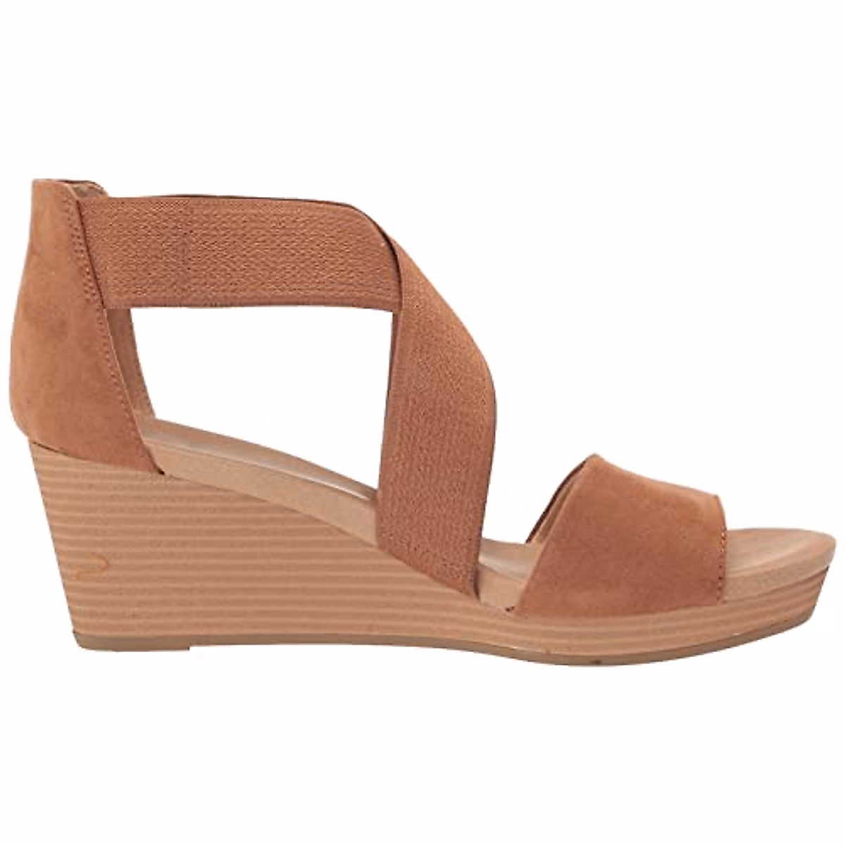 Dr. Scholl's Shoes Women's Barton Band Wedge Sandal, Brown Microfiber, 8.5