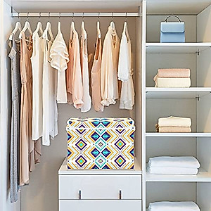 CaTaKu Aztec Tribal Ethnic Storage Bins with Lids and Handles, Fabric Large Storage Container Cube Basket with Lid Decorative Storage Boxes for Organizing Clothes