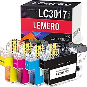 LEMERO Compatible Ink Cartridge Replacement for Brother LC3017 LC 3017 for MFC-J6530DW MFC-J5330DW MFC-J6930DW MFC-J6730DW Printer (1 Black, 1 Cyan, 1 Magenta, 1 Yellow, 4 Pack)