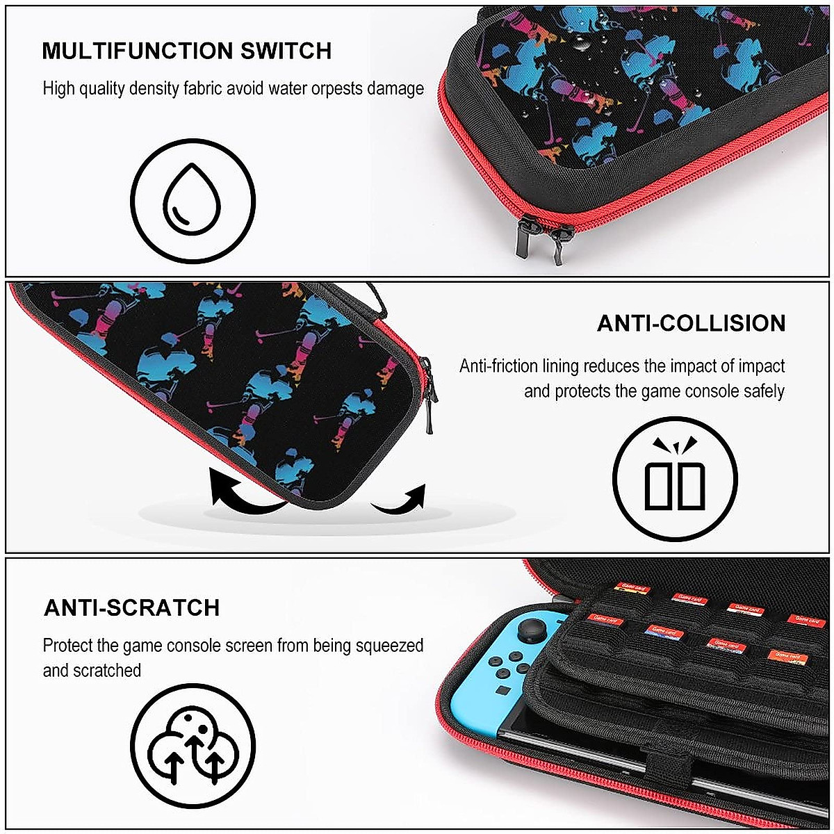 Hockey Carrying Storage Cases for Nintendo Switch Protective Portable Hard Shell Pouch Carrying Travel Game Bag