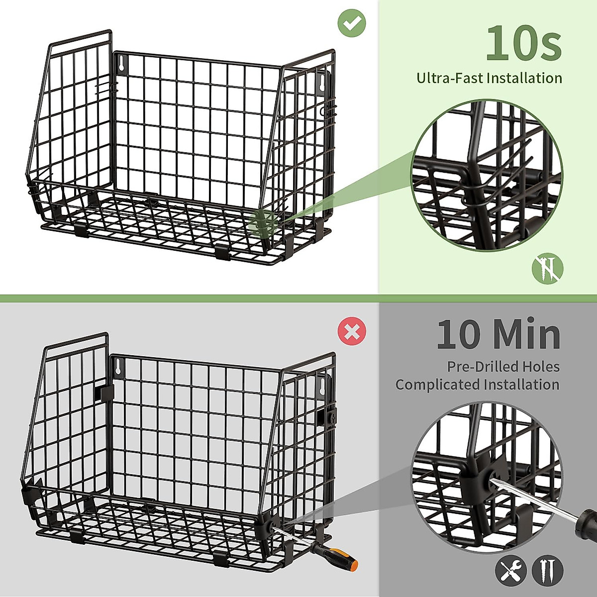 GGIU Wire Fruit Basket for Kitchen Storage: Hanging Fruit Basket for Kitchen Stackable Counter Basket for Vegetable Produce - Counter Potato and Onion Storage for Pantry 3 Pack