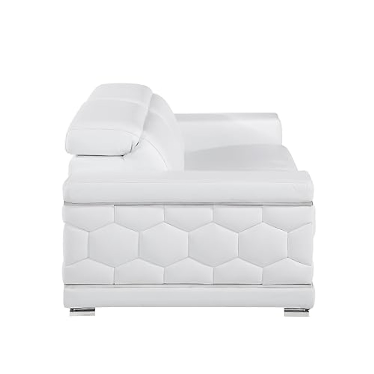 Blackjack Furniture Soren 3 Piece Leather Upholstered Adjustable Headrests, Solid Brazilian Wood Frame and High Density Foam Cushioning, Sofa and Loveseat, White