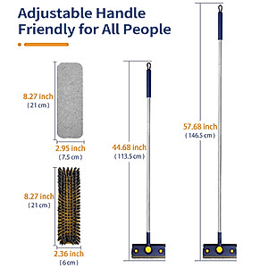 Broom and Dustpan Set for Home, Tub Tile Scrub Brush 3 in 1 Shower Brush