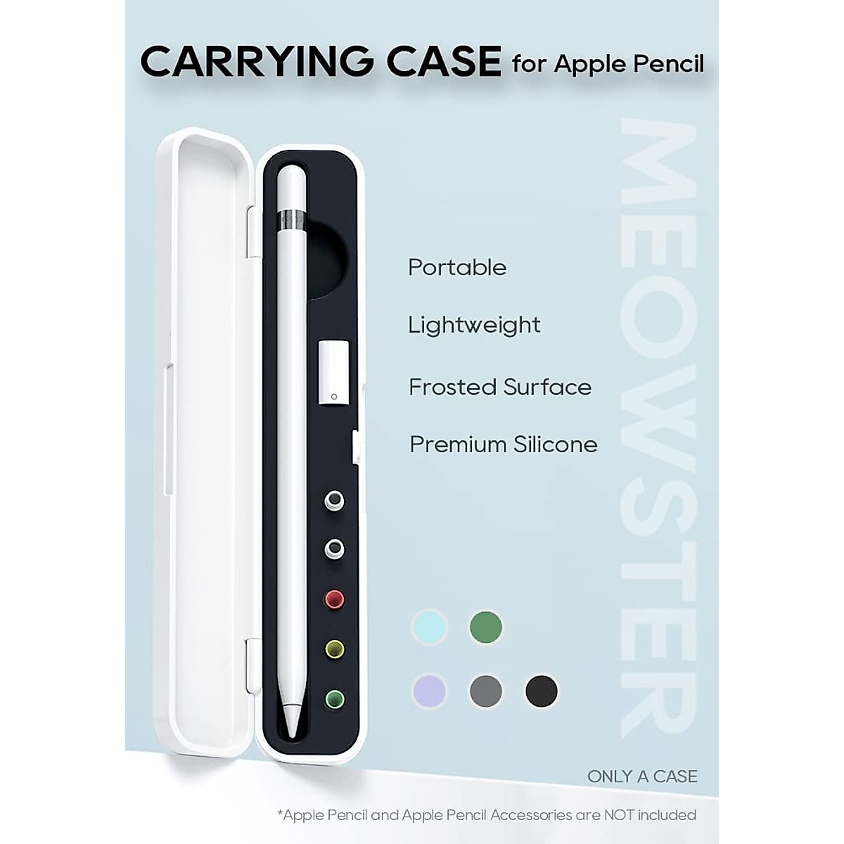 Carrying Case for Apple Pencil 2nd Gen and 1st Generation - Storage Box with Lid - Pen Protective Case for iPad Pencil - Holder Accessories - Shock-Absorption (Black)