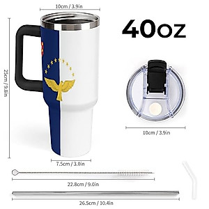 Azore U.S. Flags Insulated Tumblers with Handle Stainless Steel Coffee Mug Funny Travel Cup with Lid Straw 40oz