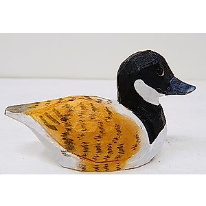 Selsela Canada Goose Figurine Decoration Handmade Wooden Statue Duck Art Decoy Carved Bird Geese Branta Small Animal Collectible