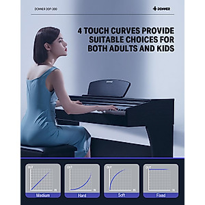 Donner DDP-300 Digital Piano + Black Piano Bench with Storage