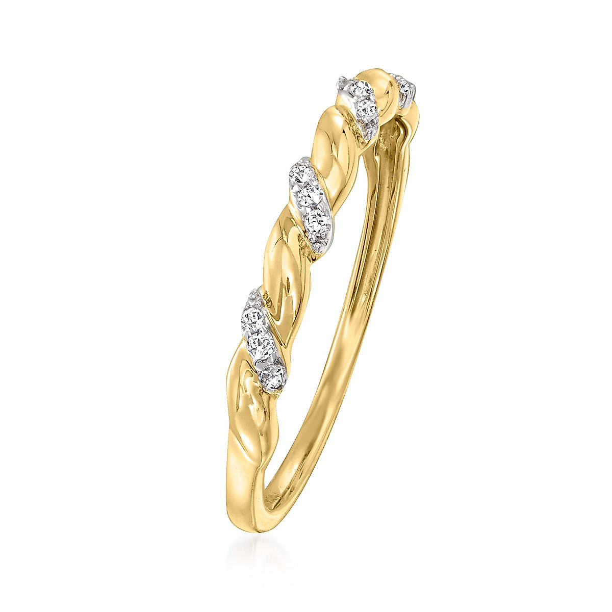 RS Pure by Ross-Simons Diamond-Accented Twisted Ring in 14kt Yellow Gold. Size 6
