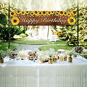 Sunflower Birthday Banner Party Decorations for Women Girls, Sunflower Theme Happy Birthday Sign Party Supplies, Sunshine Sunflower Bday Photo Background Decor for Indoor Outdoor