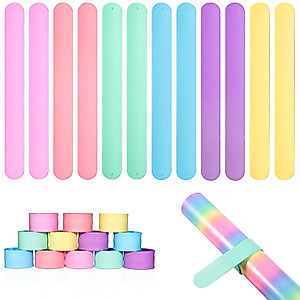 VINYL FROG 12 Pcs Rainbow Silicone Slap Bracelets, 6 Colors Slap Bracelet Wristbands Soft and Safe for School Party DIY Painting Favors Craft Project, 8.5 Inch x 1 Inch