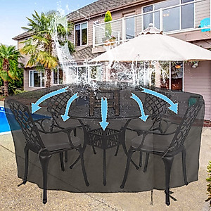 POMER Patio Furniture Covers, 72inch Round Bar Height Table Chair Set Cover Waterproof Outdoor Table Cover for Garden Furniture Set - 72" D x 43" H