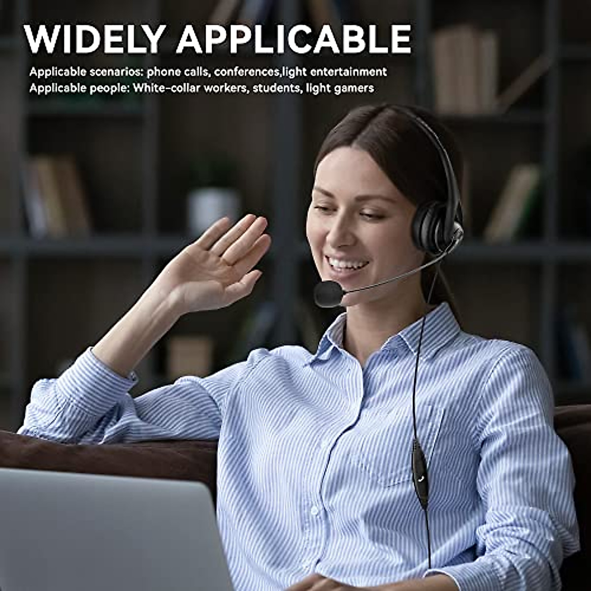 Voistek 3.5mm Headset with Microphone for Computer, Wired Headset with Microphone,Cell Phone Headset with Mute Volume Control for PCS, Cell Phones in The Classroom or Home