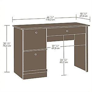 Pemberly Row Transitional Wood Computer Desk with Keyboard Tray in Cherry