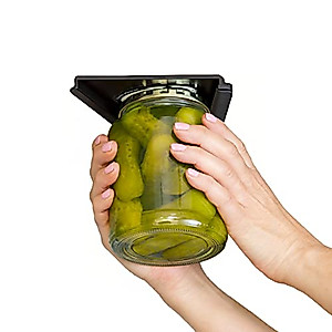 Jar Opener - Effortless Opener for Any Size Bottle or Jar –Mounts Under Cabinet with Industrial Adhesive - Zero Slip Blade Protector - Must Have for Seniors & Arthritis – Made In USA