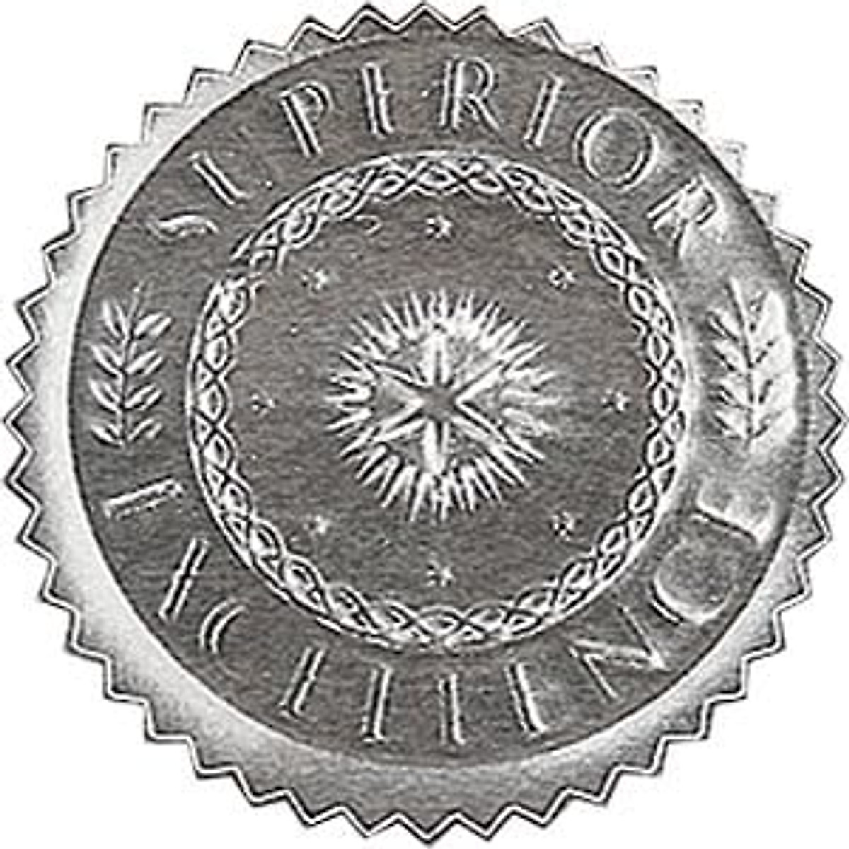 Fine Stationery Silver Excellence Certificate Seals - Set of 36 foil Stickers,2inch Across