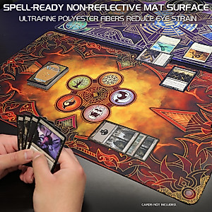 ENHANCE TCG Playmat - Tabletop Card Playmat with Stitched Edges, Smooth Surface, and Drawstring Travel Pouch - Compatible with MTG, YuGiOh, Pokemon, Lord of The Rings, and Other TCG and LCG - Flames