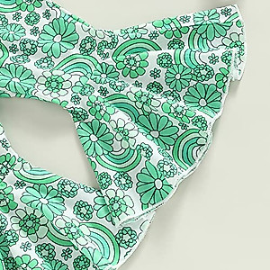FIOMVA St Patricks Day Baby Girl Outfits Luck of the Irish Day Letter T Shirt+Floral Long Flare Pants Headband Set Summer Spring Clothes (Green St Patricks Day Lucky Charm Outfits, 6-12 Months)