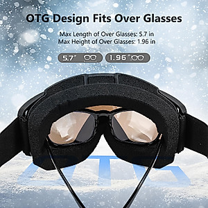 Karsaer Ski Goggles Snowboard Snow Goggles OTG Magnet Dual Layers Lens Anti-Fog UV Protection Women Men