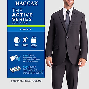 Haggar mens Active Series Stretch Slim Fit Separates Business Suit Jacket, Black, 36 US