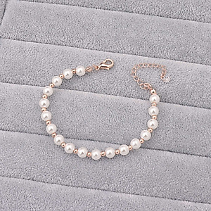 OTTFF Bridesmaid Jewelry Set For Wedding,6 Sets Rose Gold Plated With Pearl Necklace Earrings Bracelet Set For Bridesmaid Gift,Wedding Party Costume Accessories Gifts for Women
