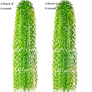 12Pcs Artificial Vines Fake Greenery Garland Hanging Plants With Willow Leaf for Wedding Garden Party Wall Home Indoor Decoration