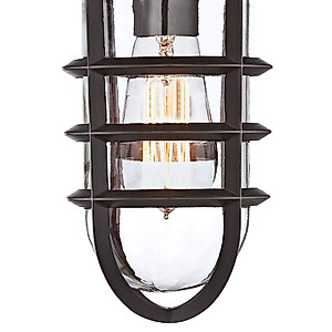 John Timberland Marlowe Rustic Industrial Farmhouse Outdoor Wall Light Fixture Bronze Cage 13" Clear Glass for Exterior Barn Deck House Porch Yard Patio Outside Garage Front Door Garden Home