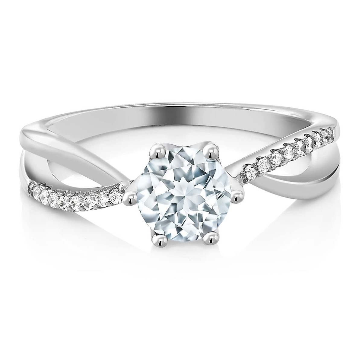 Gem Stone King 925 Sterling Silver Gemstone Birthstone Infinity Ring | Round 6MM | Wedding Engagement Anniversary Promise Ring For Women | Available In Size 5, 6, 7, 8, 9