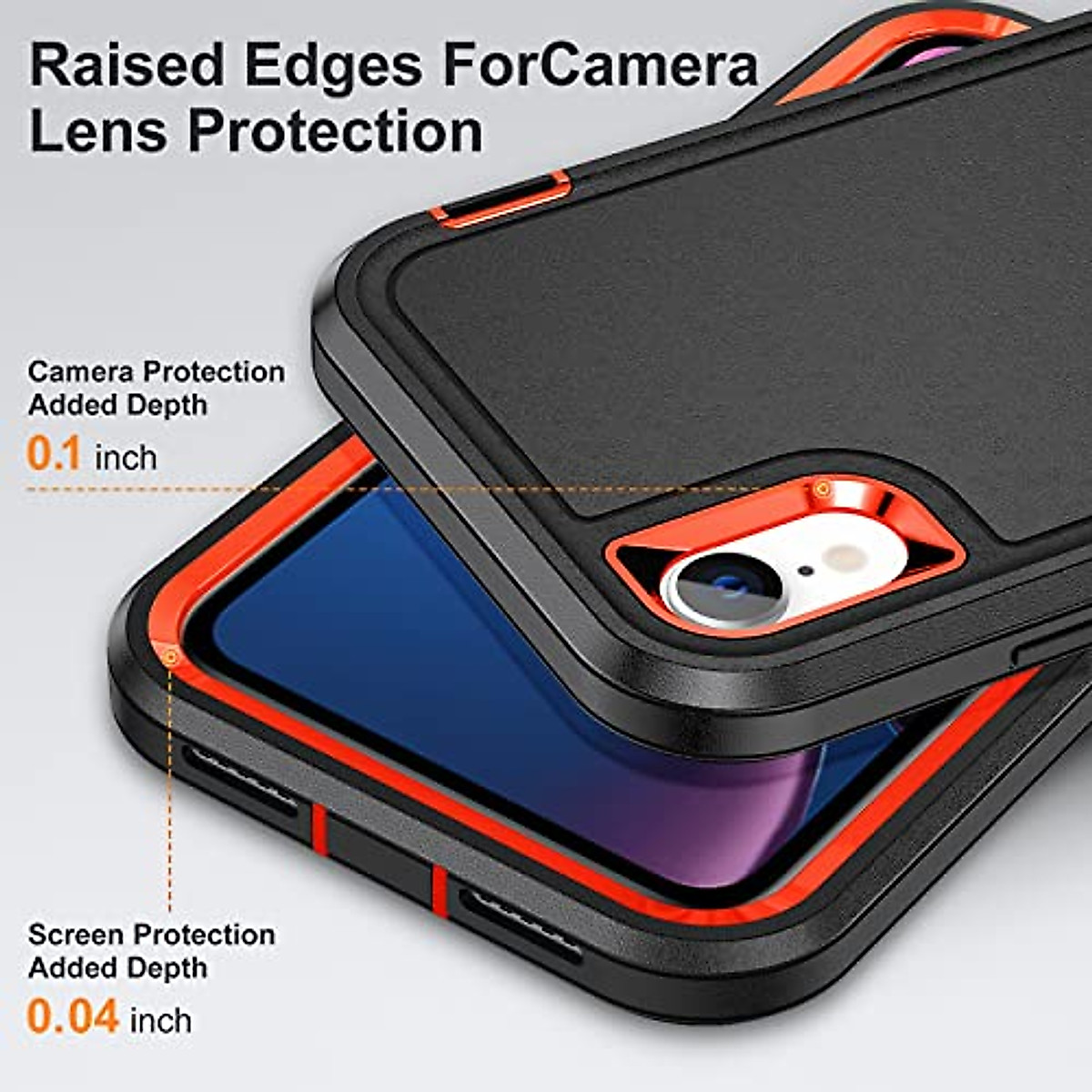 IDweel iPhone XR Case with Build-in Kickstand,Heavy Duty Protection Shockproof Anti-Scratch Rugged Protective Durable Case Hard Cover for iPhone XR 6.1 Inch,Black/Orange