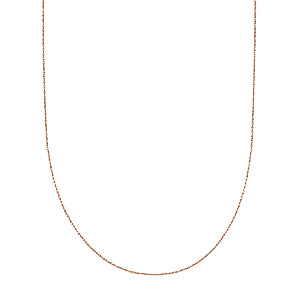 Jewelry Affairs 14k Real Solid Gold Rope Chain Necklace, 0.5mm (20 Inches, Rose Gold)