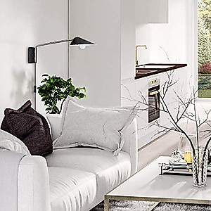 Globe Electric 51457 Finnick 1-Light Plug-in or Hardwire Wall Sconce, Matte Black, Antique Brass Accent, LED Bulb Included