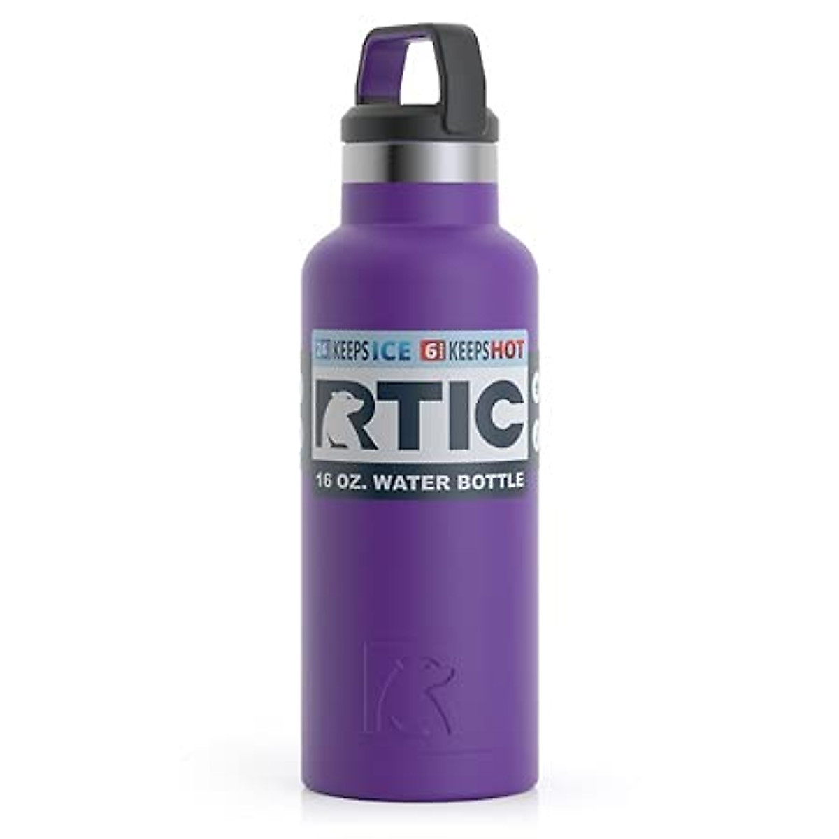 RTIC 16 oz Vacuum Insulated Water Bottle, Metal Stainless Steel Double Wall Insulation, BPA Free Reusable, Leak-Proof Thermos Flask for Hot and Cold Drinks, Travel, Sports, Camping, Majestic Purple