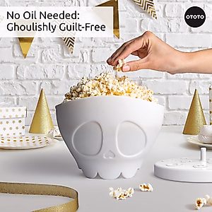 NEW!!! OTOTO Scary Poppings Microwave Popcorn Popper - Gothic Popcorn Microwave Popper, Silicone Microwave Popcorn Popper, Collapsible Bowl Popcorn Bowls, Halloween Goth Accessories Goth Gifts (White)