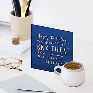 Old English Co. Wonderful Brother Birthday Card - Funny Birthday Card for men| To Brother From Sister | Blank Inside & Envelope Included