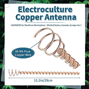 Electroculture Plant Stakes, 6 Pack 11.5" Long Copper Garden Stakes, Electroculture Gardening Copper Coil Antennas for Growing Garden, Indoor Plants and Vegetables, High-Yield, Eco-Friendly