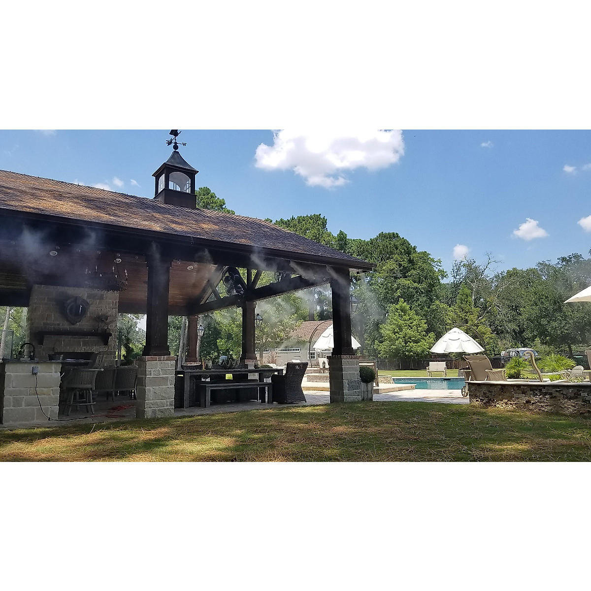 Mistcooling System - High pressure Misting System - Stainless Steel Tubing - 1500 PSI Misting Pump - DIY Misting System - Residential, Commercial & Industrial - (18 Ft Mist Line - 10 Nozzles)