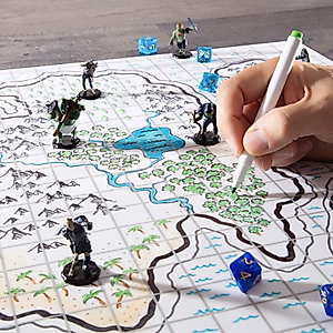 Double-Sided Role Playing RPG Game Mat- Reversible Silicone Battle Matte Grid w Hexes and Squares- XL 20"x20"-Foldable, Rollable, Wet Eraseable - Made for D&D Dungeons Dragons, Pathfinder and More