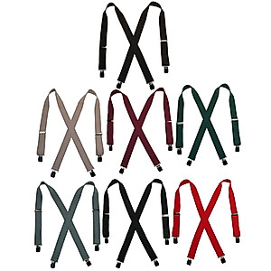 CTM® Men's Terry Casual Elastic Clip-End 1 1/2 Inch Suspenders, Khaki