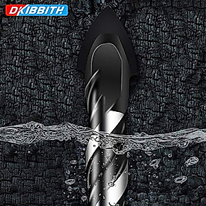 10-Piece Masonry Drill Bits Set for Tile Glass Ceramic Brick Wood, 1/8 to 1/2 Inch Drilling Bits with Triangle Handle, YG8 Tungsten Steel Alloy Tip.（Black）