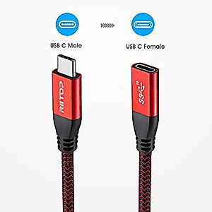 USB C Extension Cable Short, RIITOP USB-C Male to Female Extender Braided Cord for Nintendo Switch, MacBook Pro 7.8inch (Thunderbolt 3 Compatible)