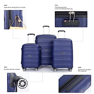Tripcomp Hardshell Luggage Sets 3 Piece, Lightweight Suitcase Set with Spinner Wheels TSA Lock, Travel Carry-on and Checked Luggage, 3-Piece Set(20/24/28), Dark Bule