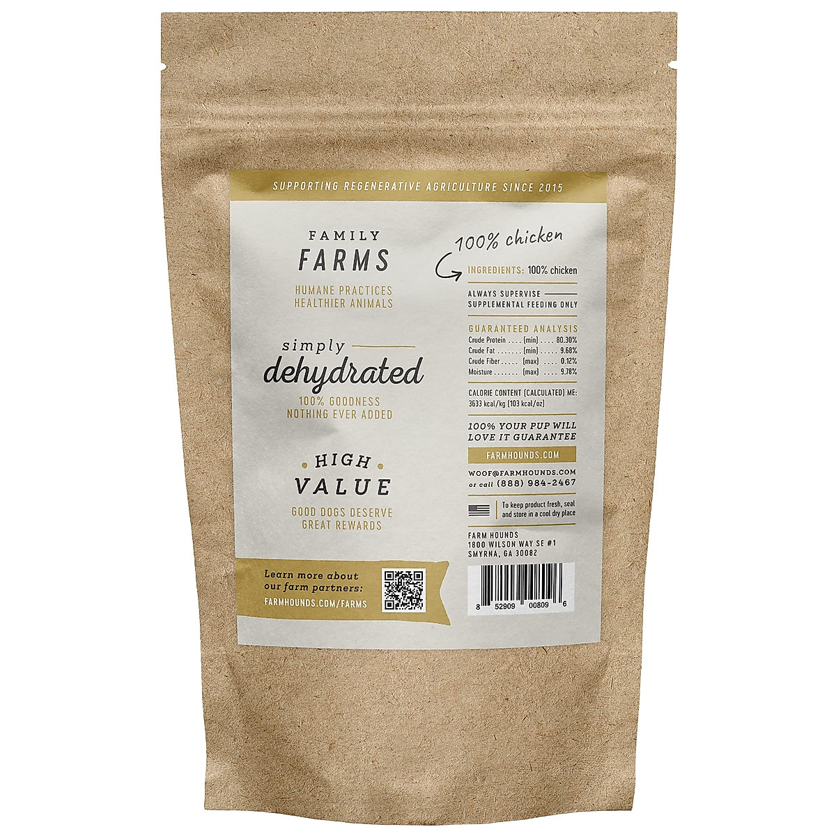 Farm Hounds - Chicken Jerky - Premium Natural Chicken Jerky For Dogs - From 100% Humanely Raised Chicken - Break-To-Size - Great For Training & Treats - No Added Fillers - Made in USA - 3.5 oz -1 Pack
