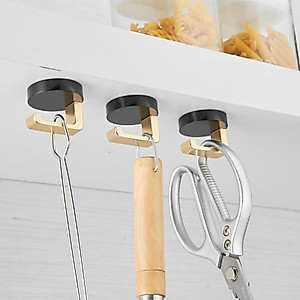 FFK Towel Hooks, 4 Pack Ceiling Hooks, Under-Shelf Towel Hook, Wall Coat Robe Hook Heavy Duty Clothes Hanger Cabinet Closet Door Hook for Bathroom, Kitchen, Wall Mounted, Aluminium, Black and Gold