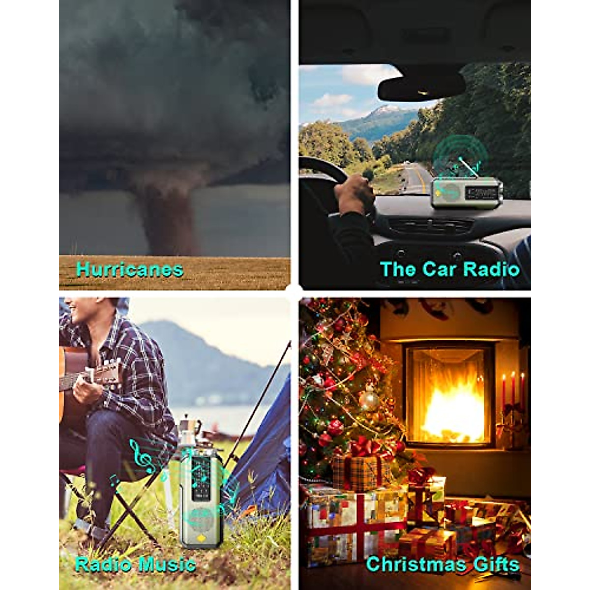 Emergency Radio Hand Crank Solar, Wind Up Solar Radio Flashlight Cell Phone Charger 2000mAh Battery Portable AM/FM/NOAA Weather Radio SOS Alarm for Camping Hurricane Earthquake Home &Outdoor Emergency