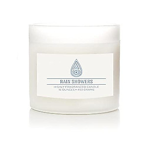 Colonial Candle Rain Showers Aromatherapy Scented Jar Candle, Wellness Collection, 16 oz, White