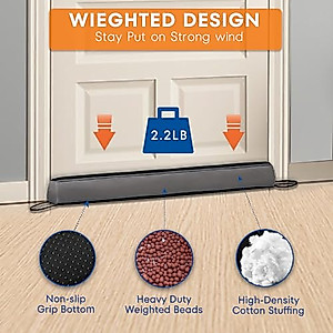 Door Draft Stopper for Bottom of Door, 38'' Weighted Door Draft Stopper, Under Door Bottom Gap Air, Light, Noise Sound Odor & Dust Blocker Guard - 2.2Lbs, 38 x4 inch Long